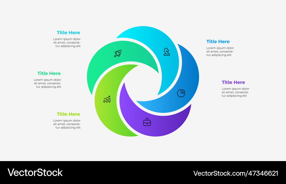Abstract element is divided into 5 parts business Vector Image