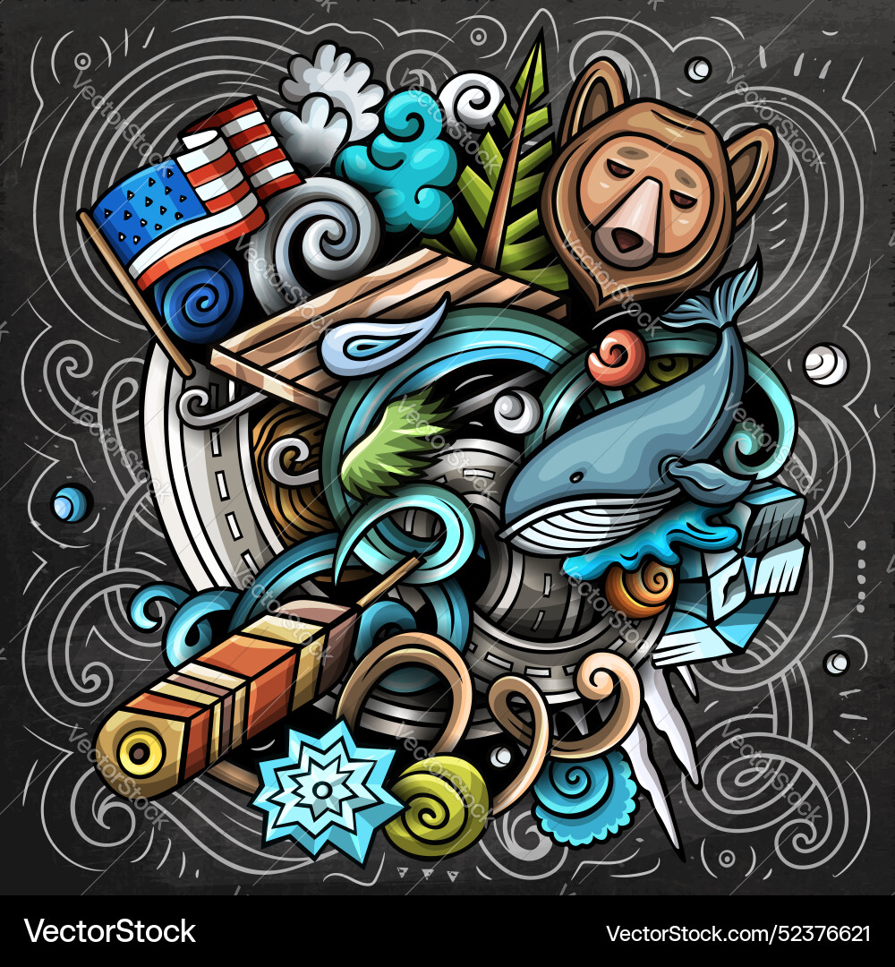 Alaska hand drawn cartoon doodle Royalty Free Vector Image