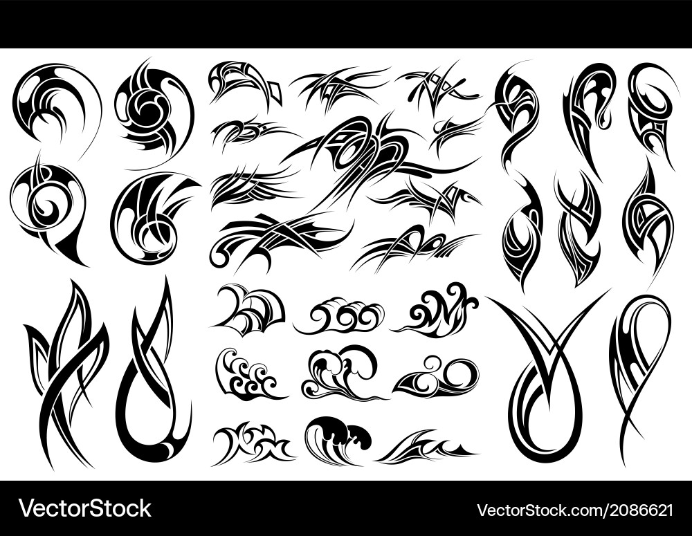 Big set of tattoo Royalty Free Vector Image - VectorStock