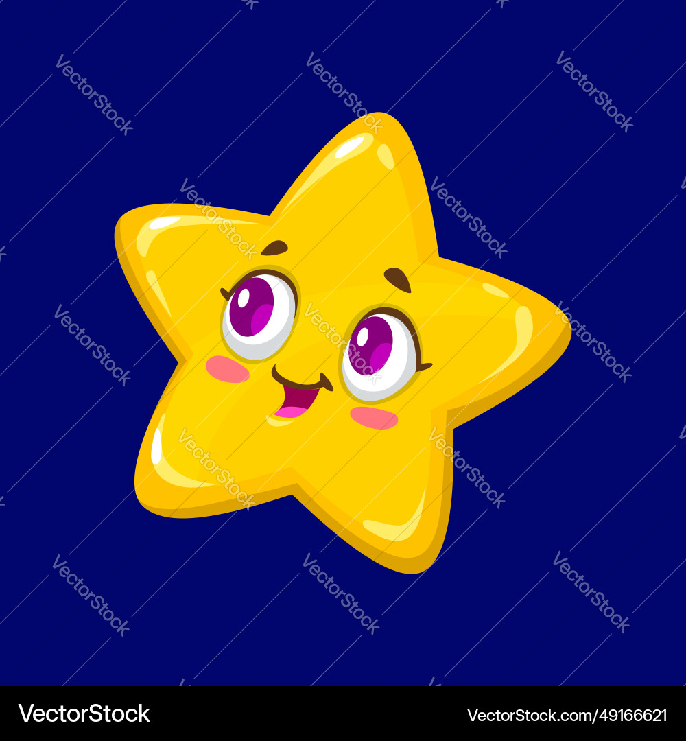 Cartoon star character with cheerful expression Vector Image