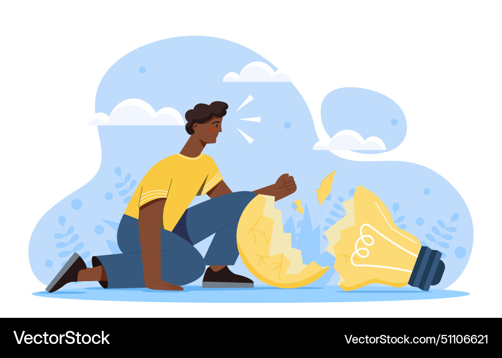 Concept of failure or a setback man sitting Vector Image