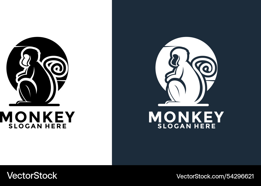 Creative monkey logo chimp design premium Vector Image