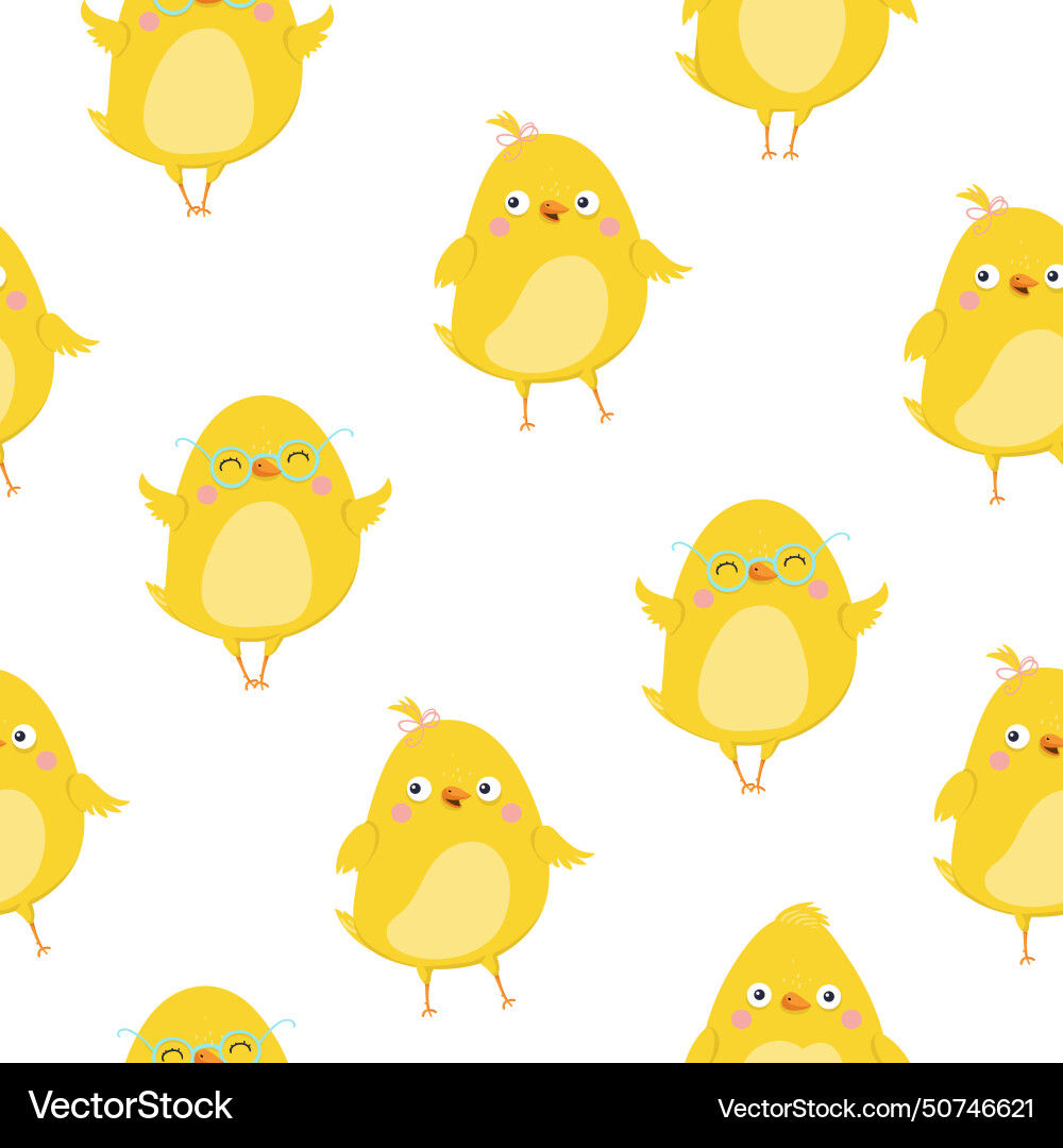 Cute cartoon chicken pattern funny yellow Vector Image
