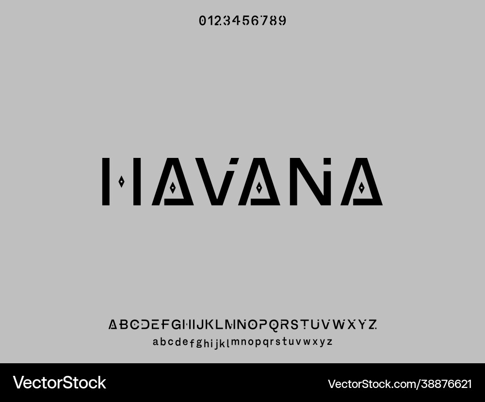 Modern Havana Font - Alphabet Style Royalty Free Vector