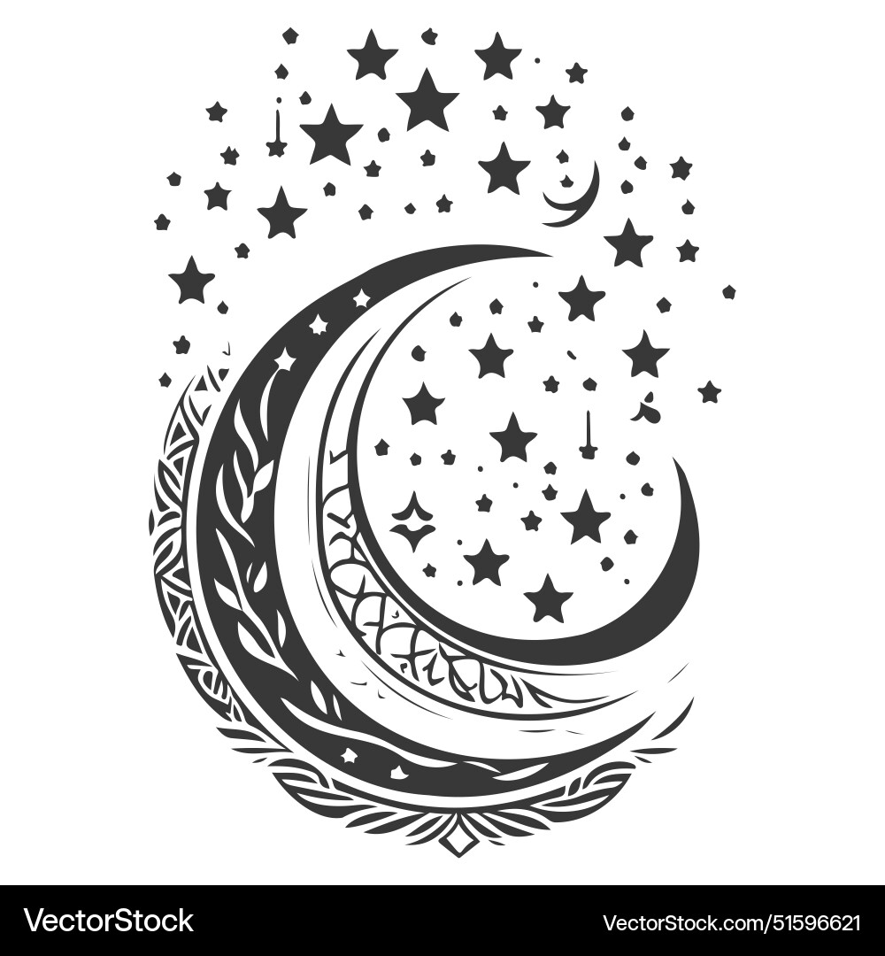 Moon star ramadan arabic islamic grey Royalty Free Vector