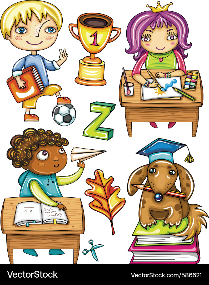Schoolchildren set 1 Royalty Free Vector Image