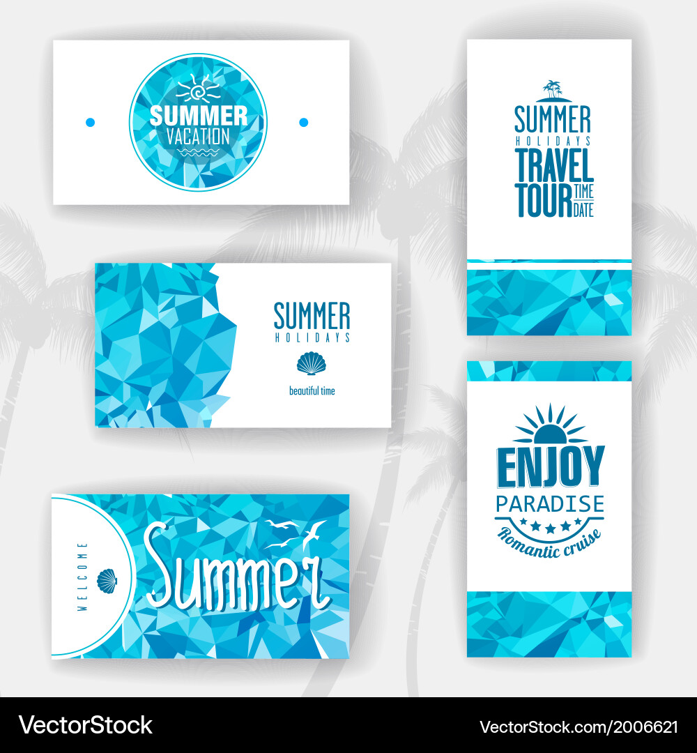 Set of geometric summer visiting card Royalty Free Vector
