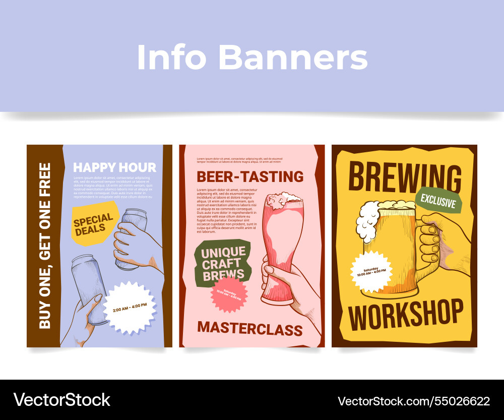 Banners inviting you to a brewing masterclass Vector Image