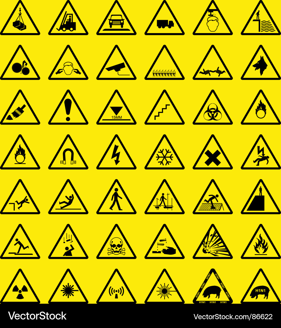Hazard sign collection Royalty Free Vector Image