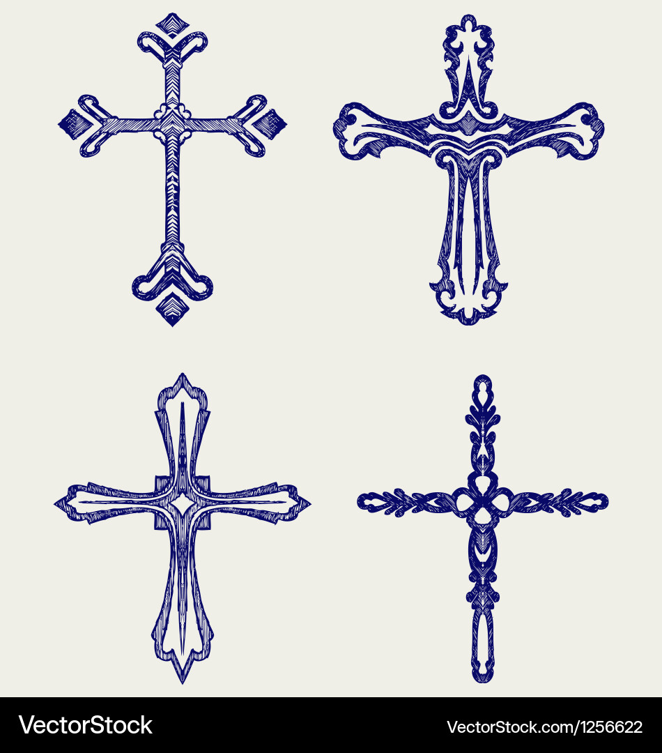 Religious cross design collection Royalty Free Vector Image