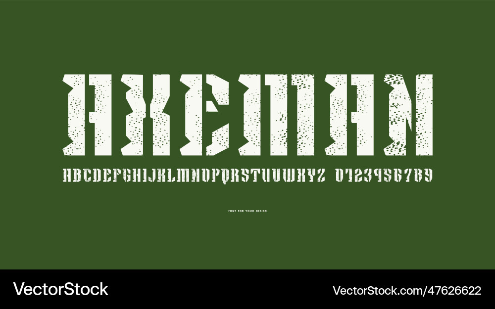 Stencil-plate serif font in military style Vector Image