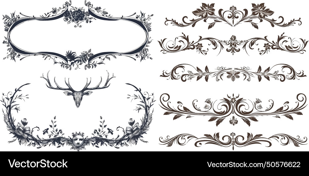 Vintage nature frames headers Royalty Free Vector Image