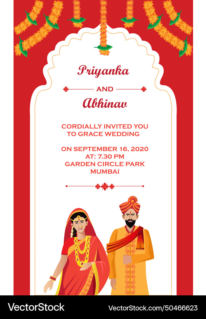 Hindu Wedding Card Invitation Royalty Free Vector Image