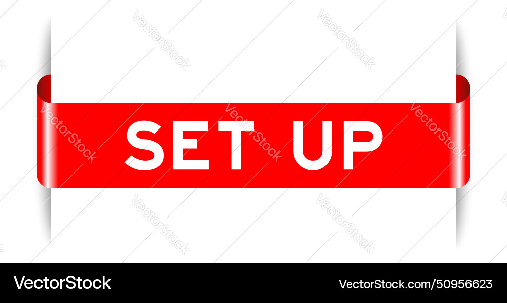 Red color inserted label banner with word set up Vector Image