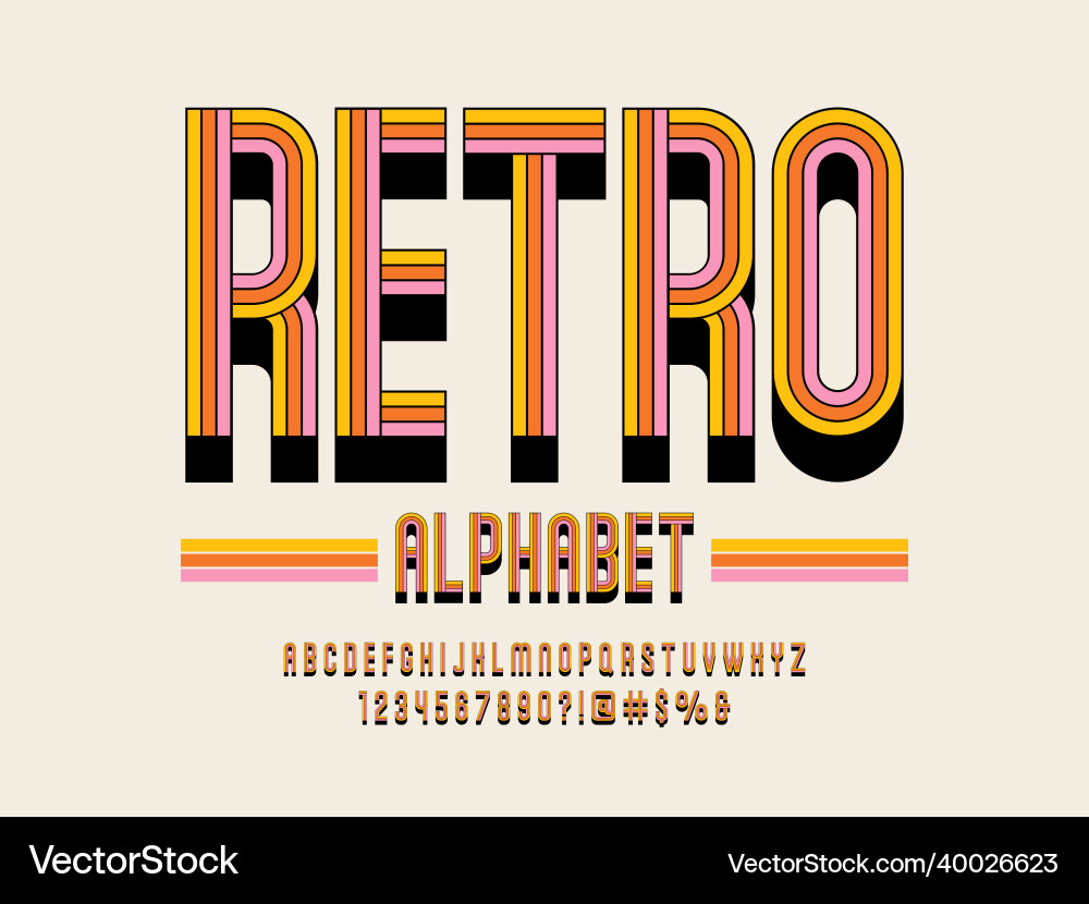 Retro font Royalty Free Vector Image - VectorStock