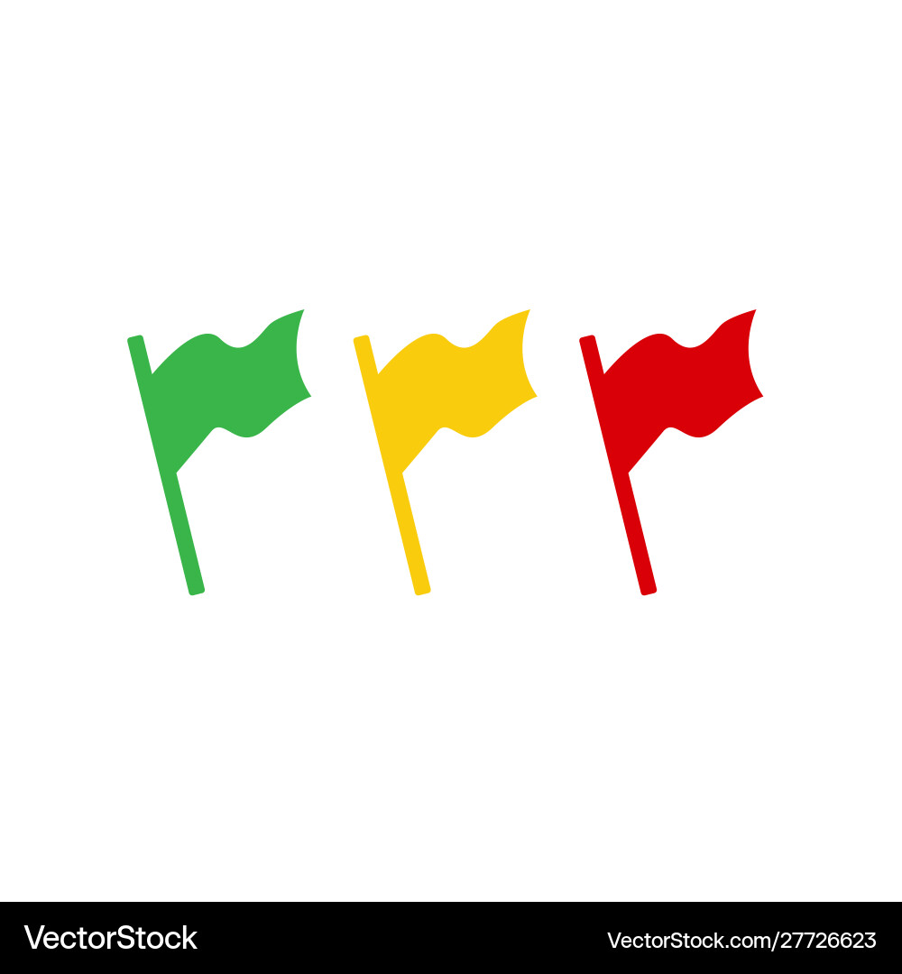 Yellow green red flag icon in flat design style Vector Image