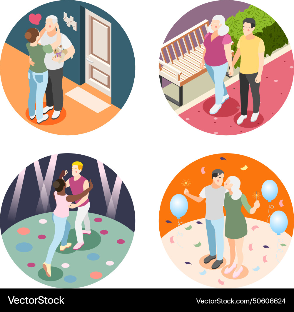 Different couples 2x2 design concept Royalty Free Vector