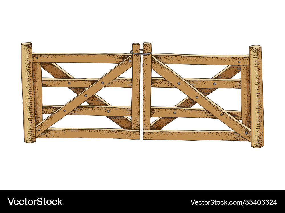Hand drawn of farm gate Royalty Free Vector Image