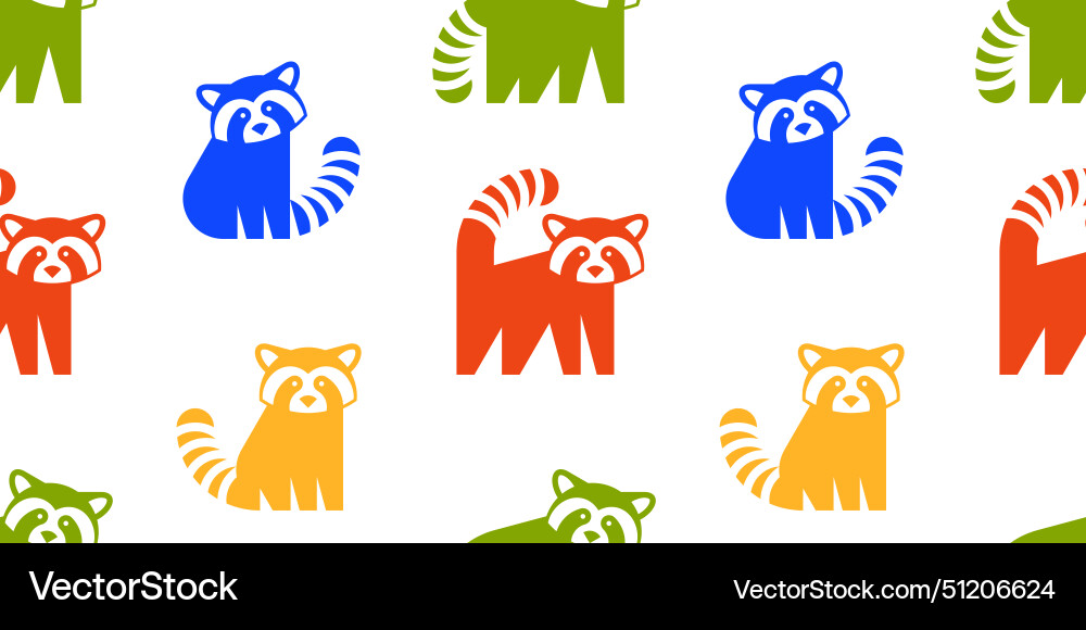 Seamless pattern with red pandas Royalty Free Vector Image
