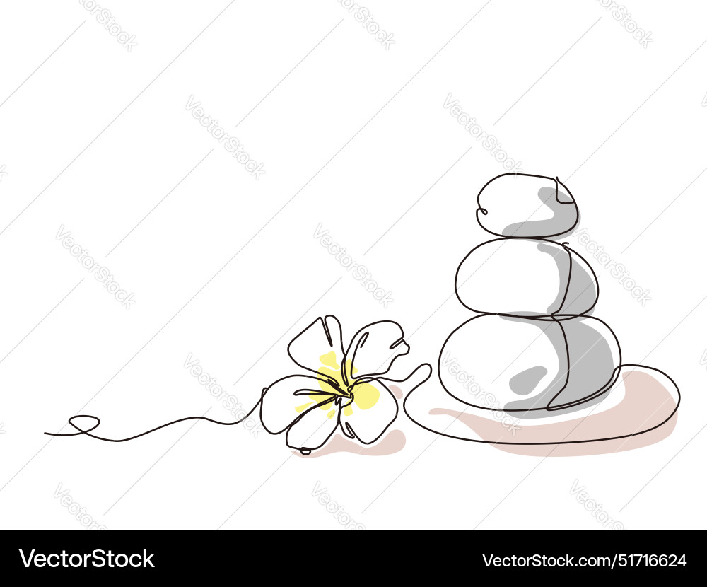 Stacked stones with flower Royalty Free Vector Image
