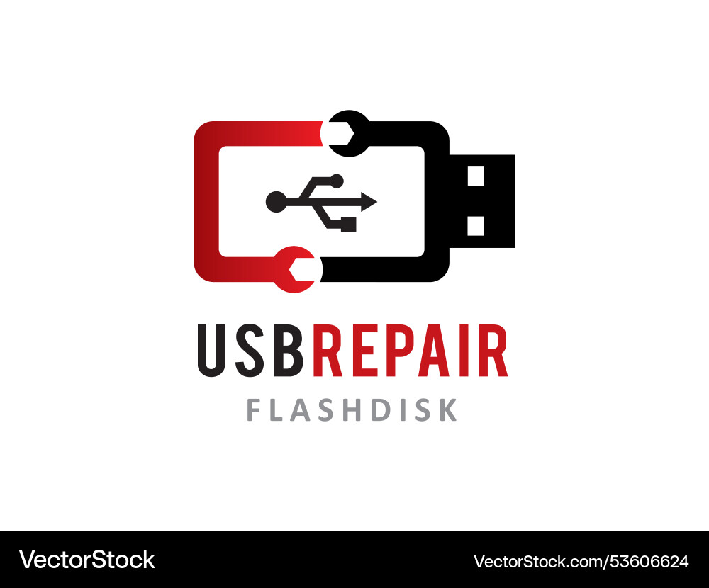 Usb repair logo symbol or icon template Royalty Free Vector