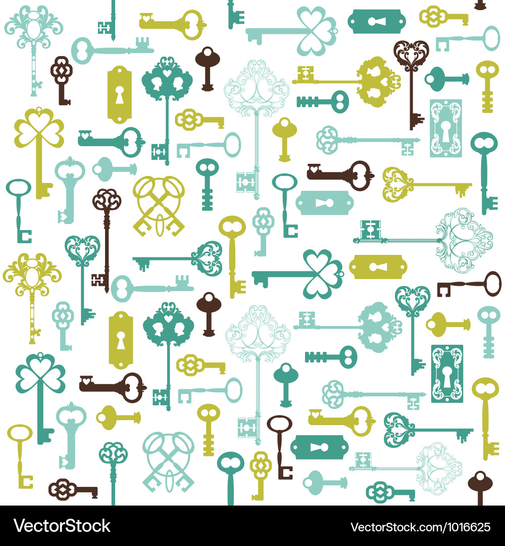 Antique keys background Royalty Free Vector Image