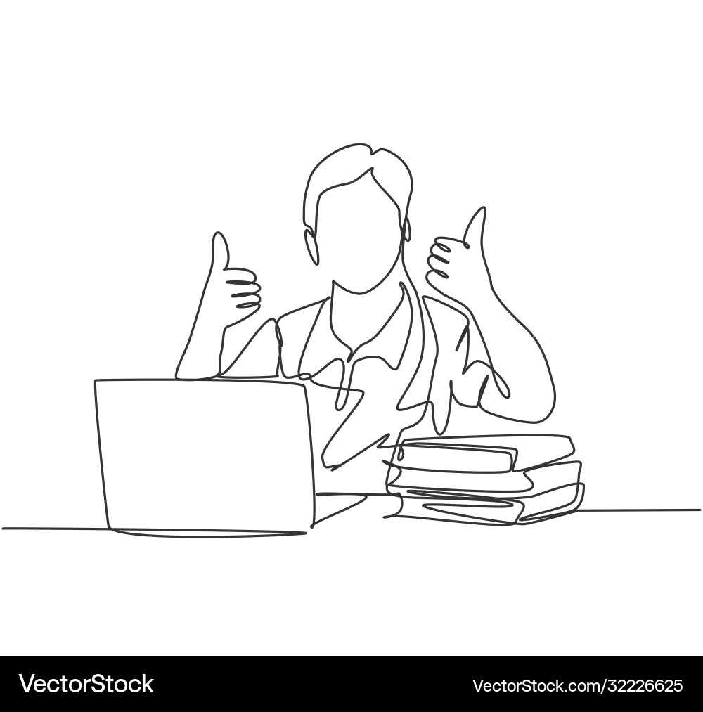 Education concept single line drawing young Vector Image