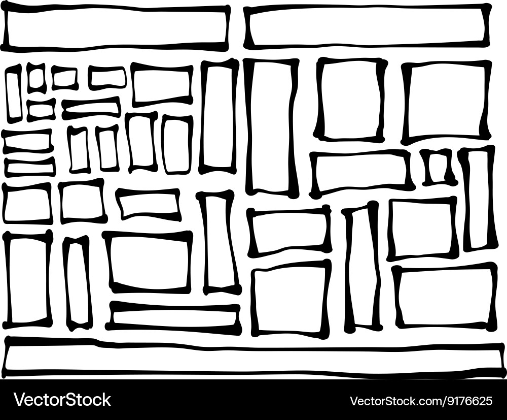 Hand-drawn rectangle and square shapes over white Vector Image