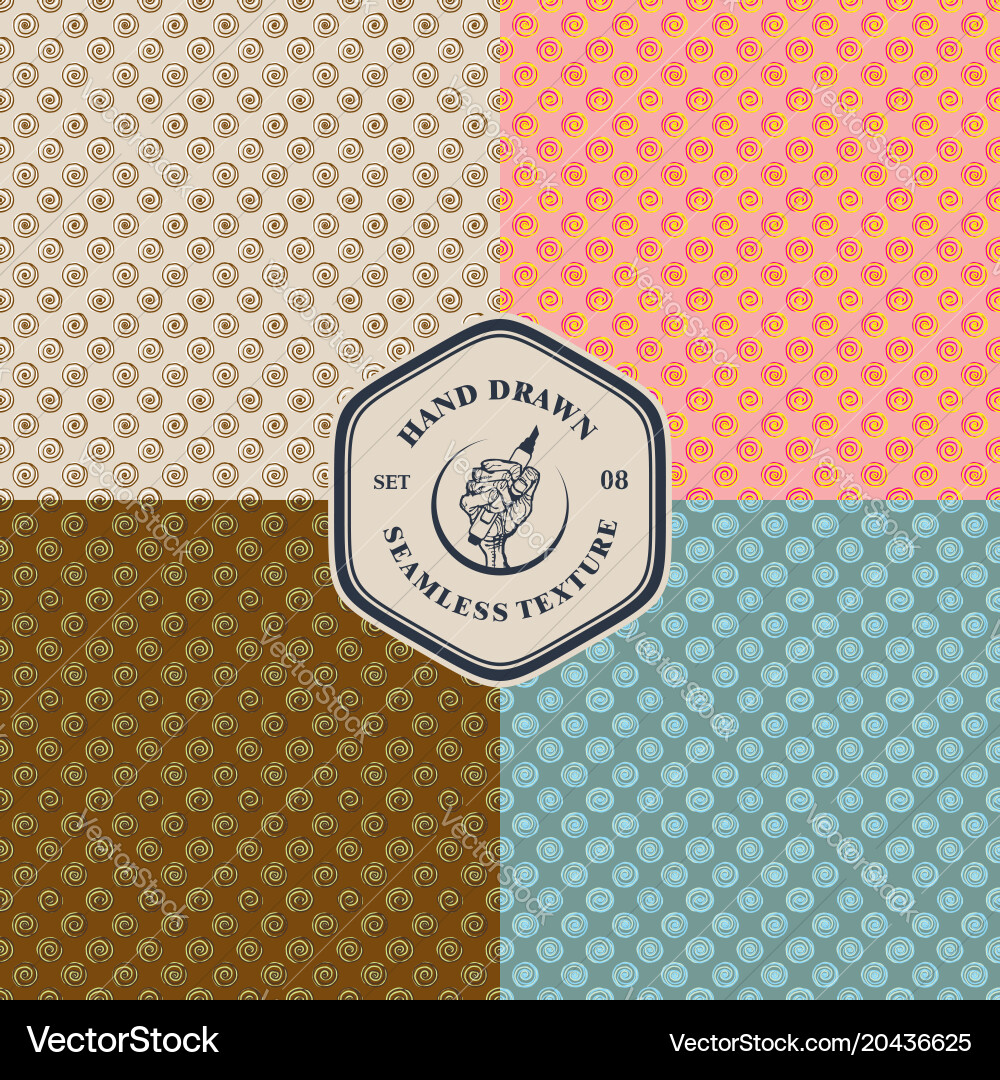 Hand drawn seamless texture set Royalty Free Vector Image