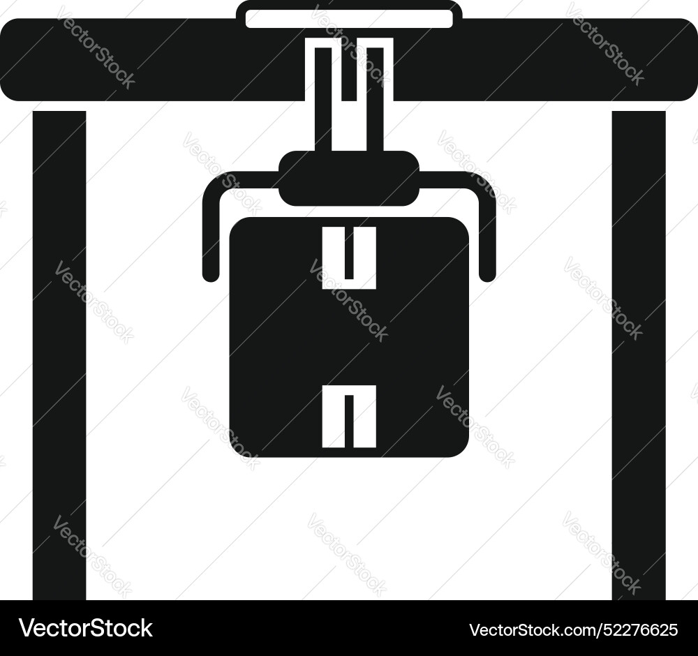 Industrial crane lifting heavy cardboard box Vector Image