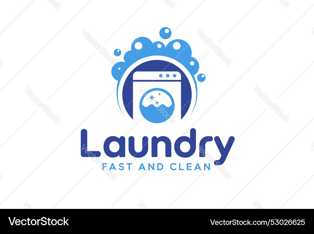 Laundry logo design template washing machine Vector Image
