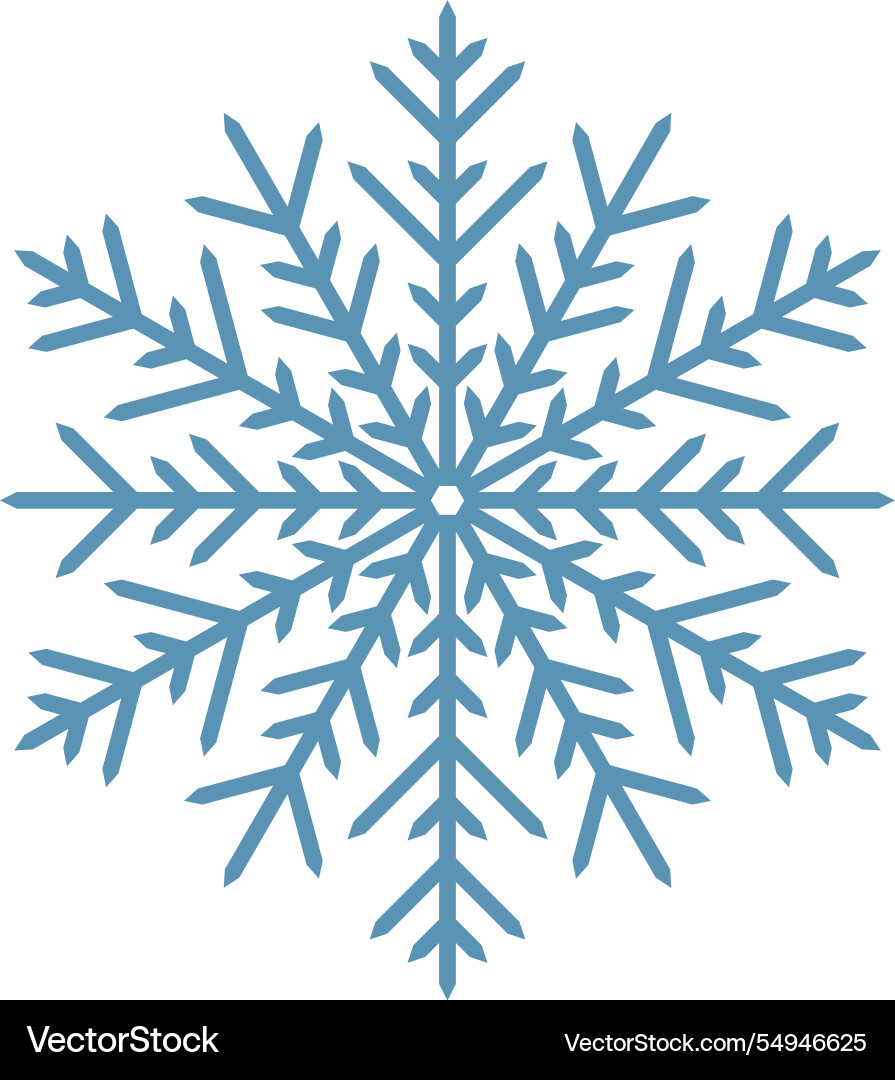 Perfectly symmetrical light blue snowflake with Vector Image