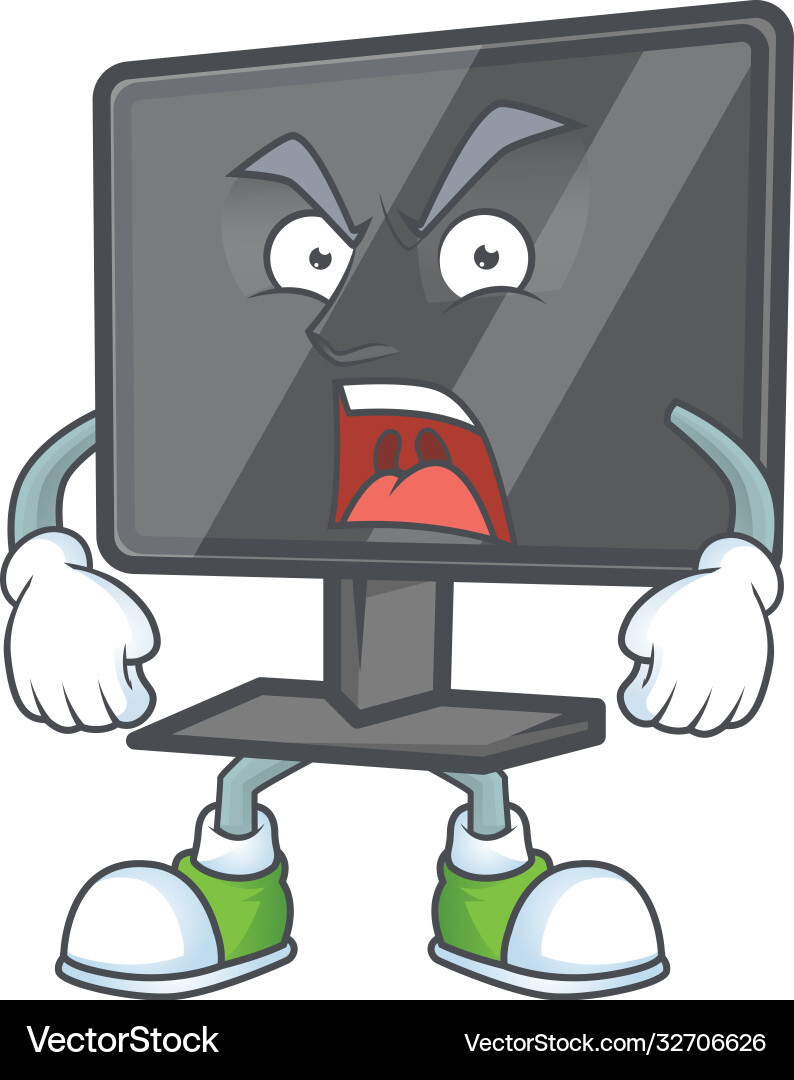 Angry Computer Screen Cartoon Royalty Free Vector Image