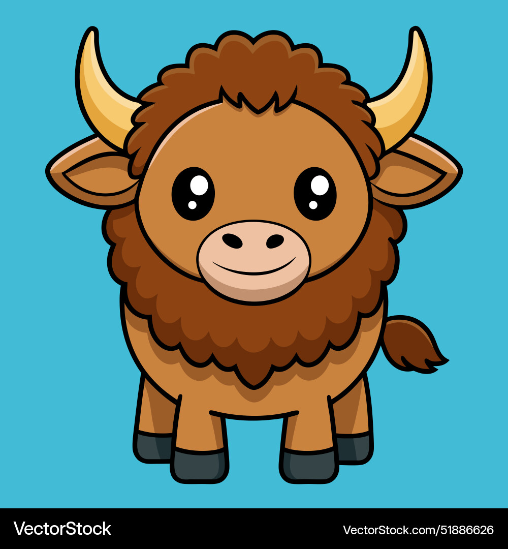 Cute bison cartoon icon Royalty Free Vector Image
