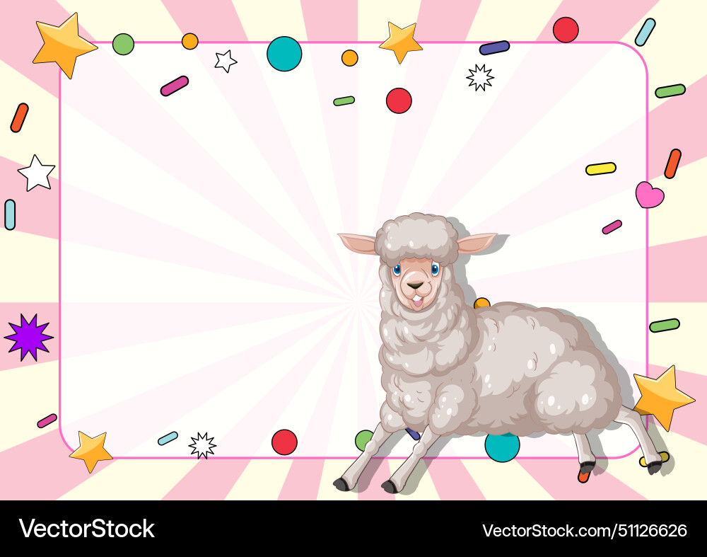 Cute lamb with vibrant playful backdrop Royalty Free Vector