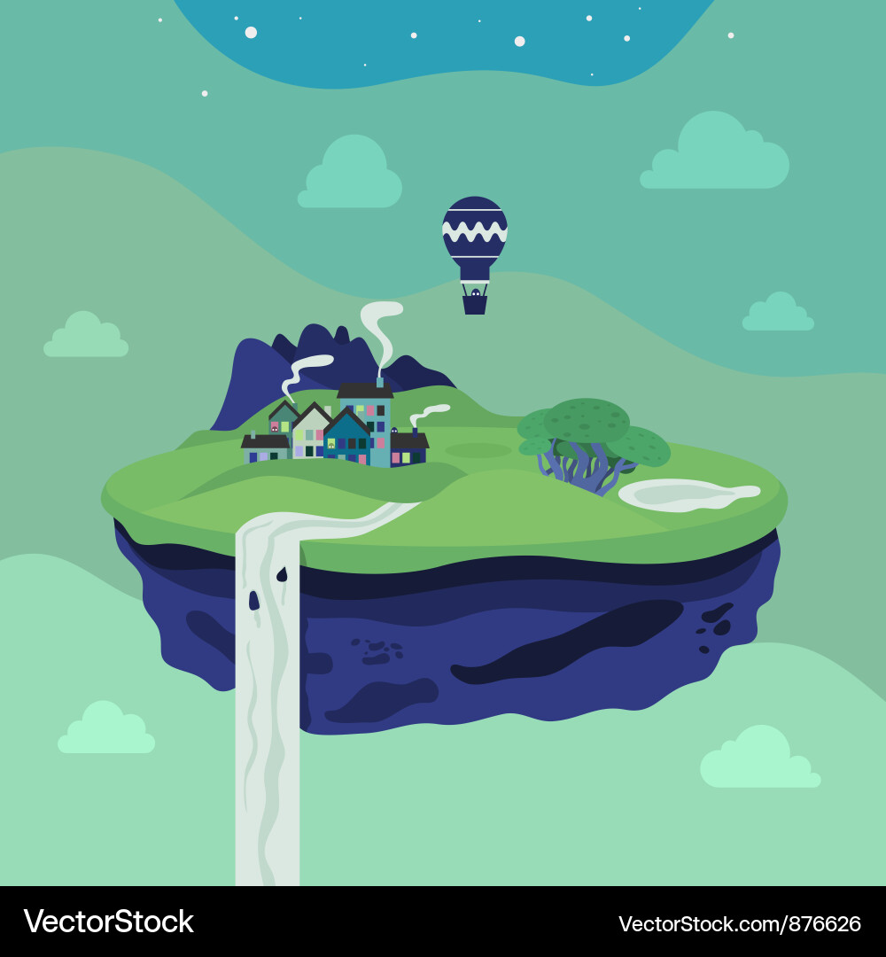 Fantasy flying island Royalty Free Vector Image