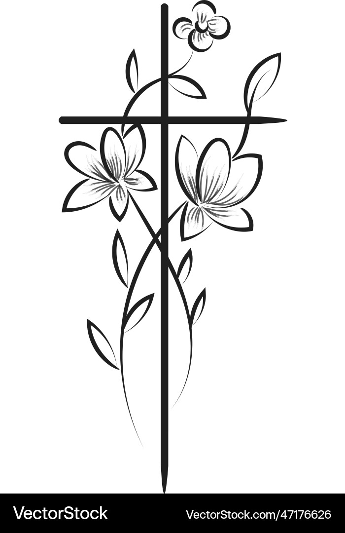 Floral Holy Cross Symbol Royalty Free Vector Image