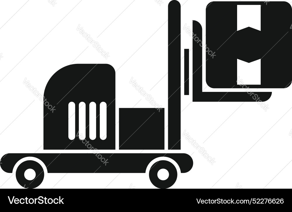 Forklift truck lifting cargo box icon Royalty Free Vector