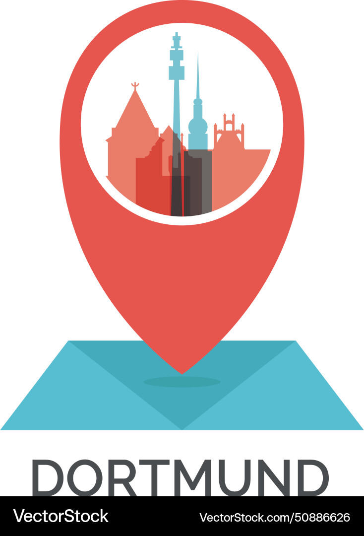 Germany dortmund map city pin point geolocation Vector Image