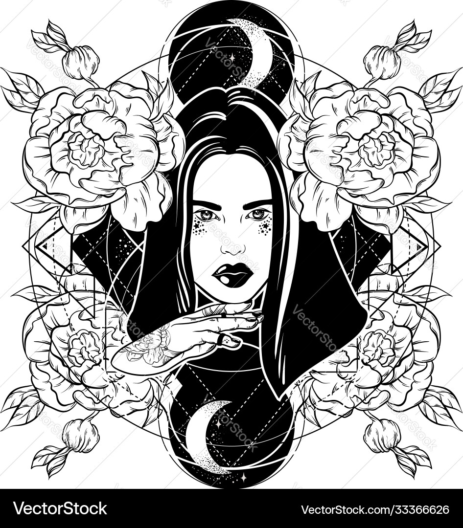 Hand drawn beautiful woman with Royalty Free Vector Image