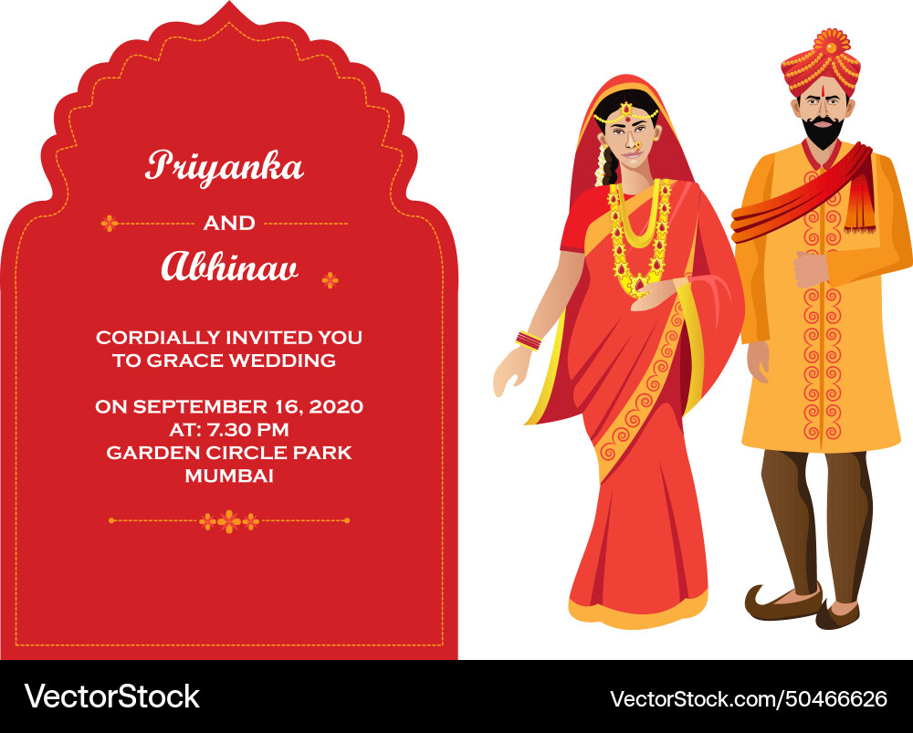 Indian hindu wedding invitation card template Vector Image