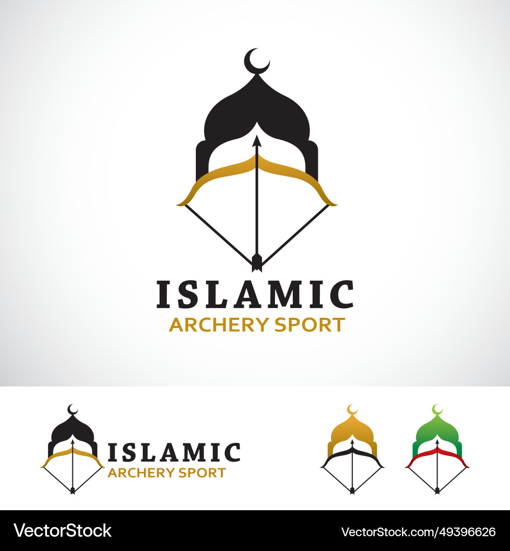 Islamic archery logo design template Royalty Free Vector