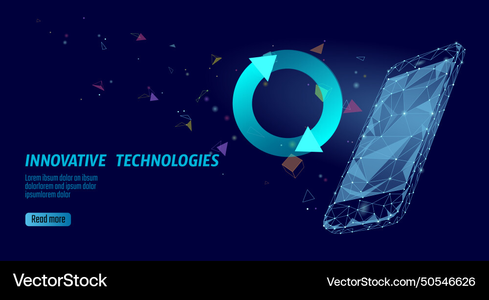 Low poly smartphone update system triangle Vector Image