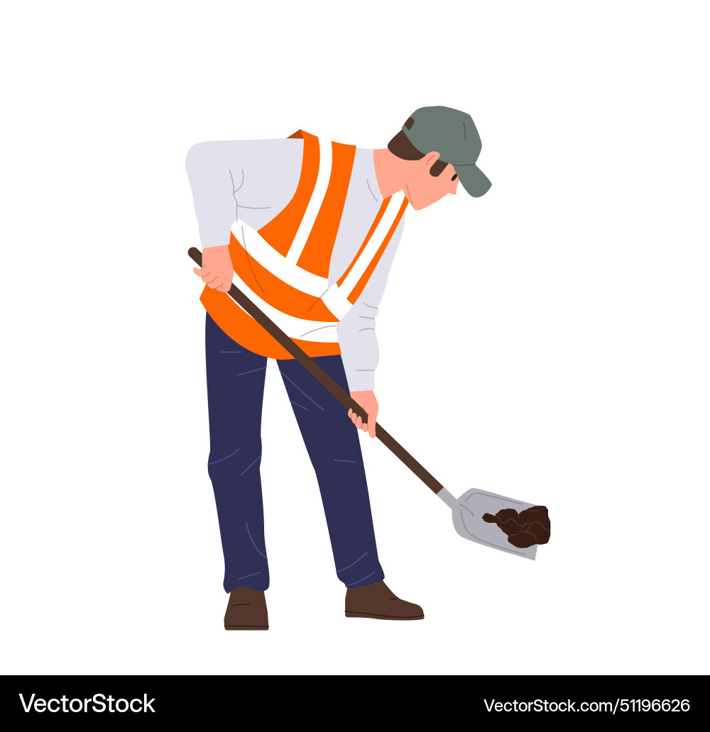 Man road worker cartoon character wearing uniform Vector Image