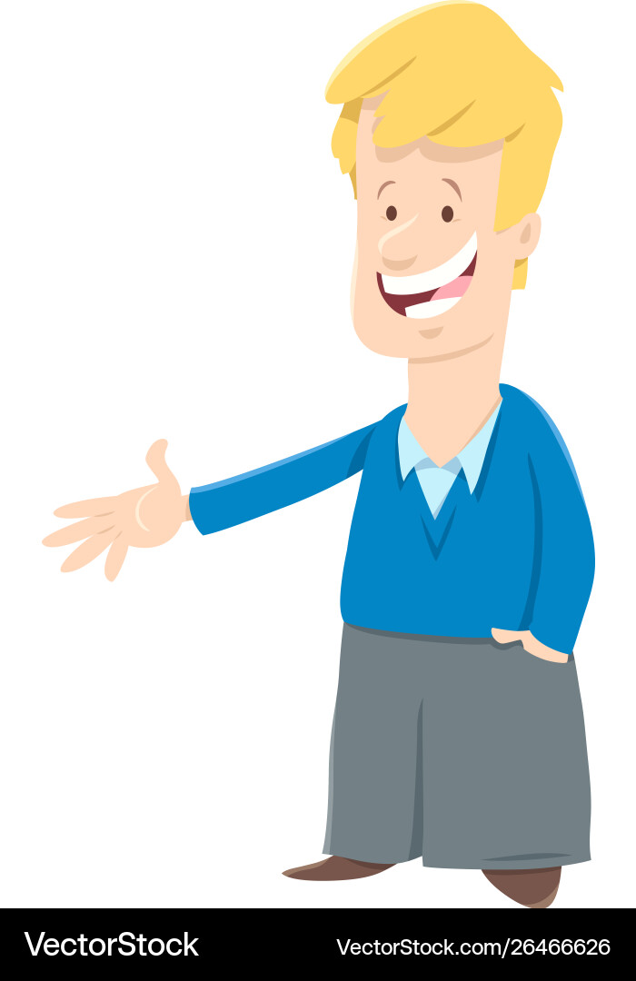 Man stretching hand cartoon Royalty Free Vector Image