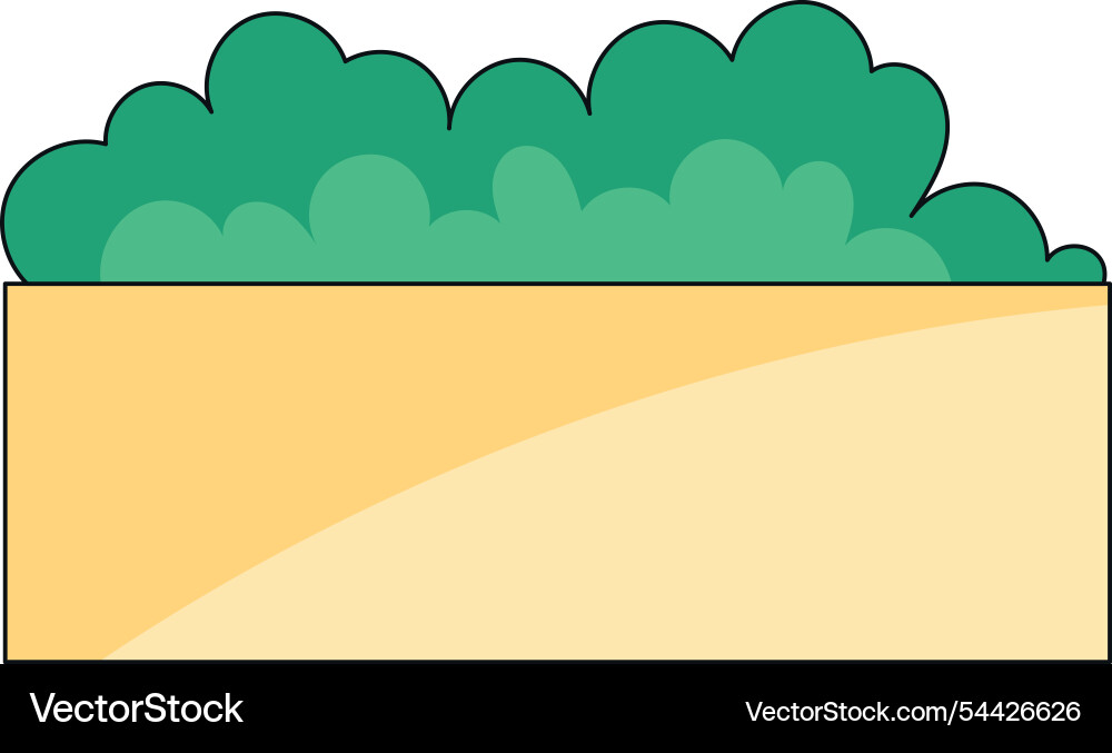 Rectangular planter with green shrubs Royalty Free Vector