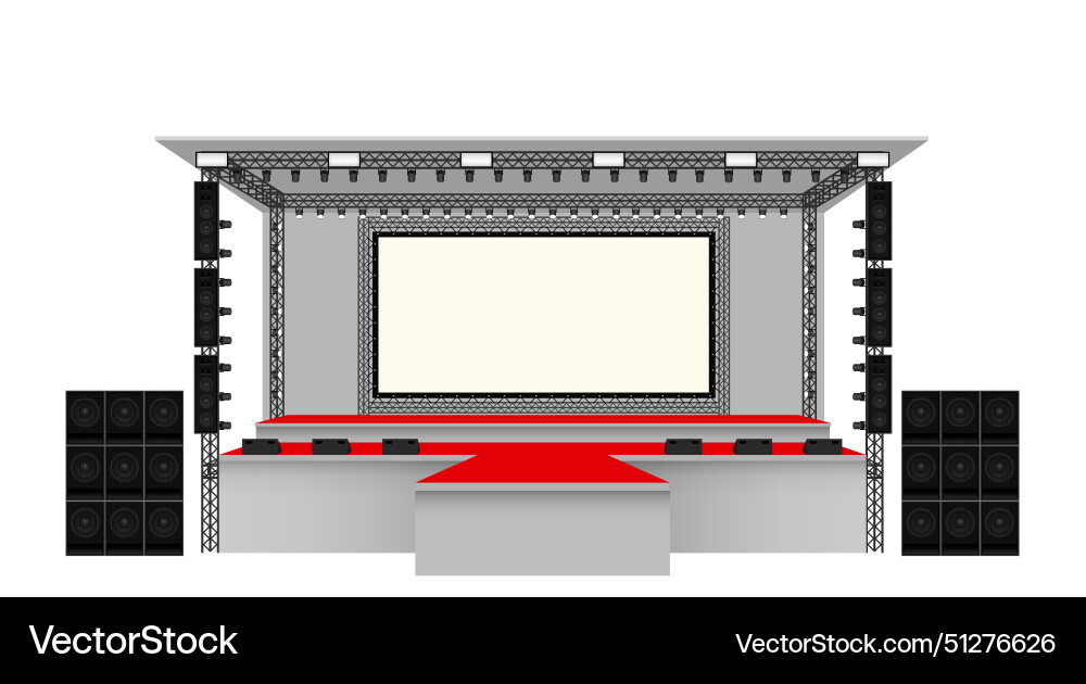 Red stage and white screen with spotlight on the t