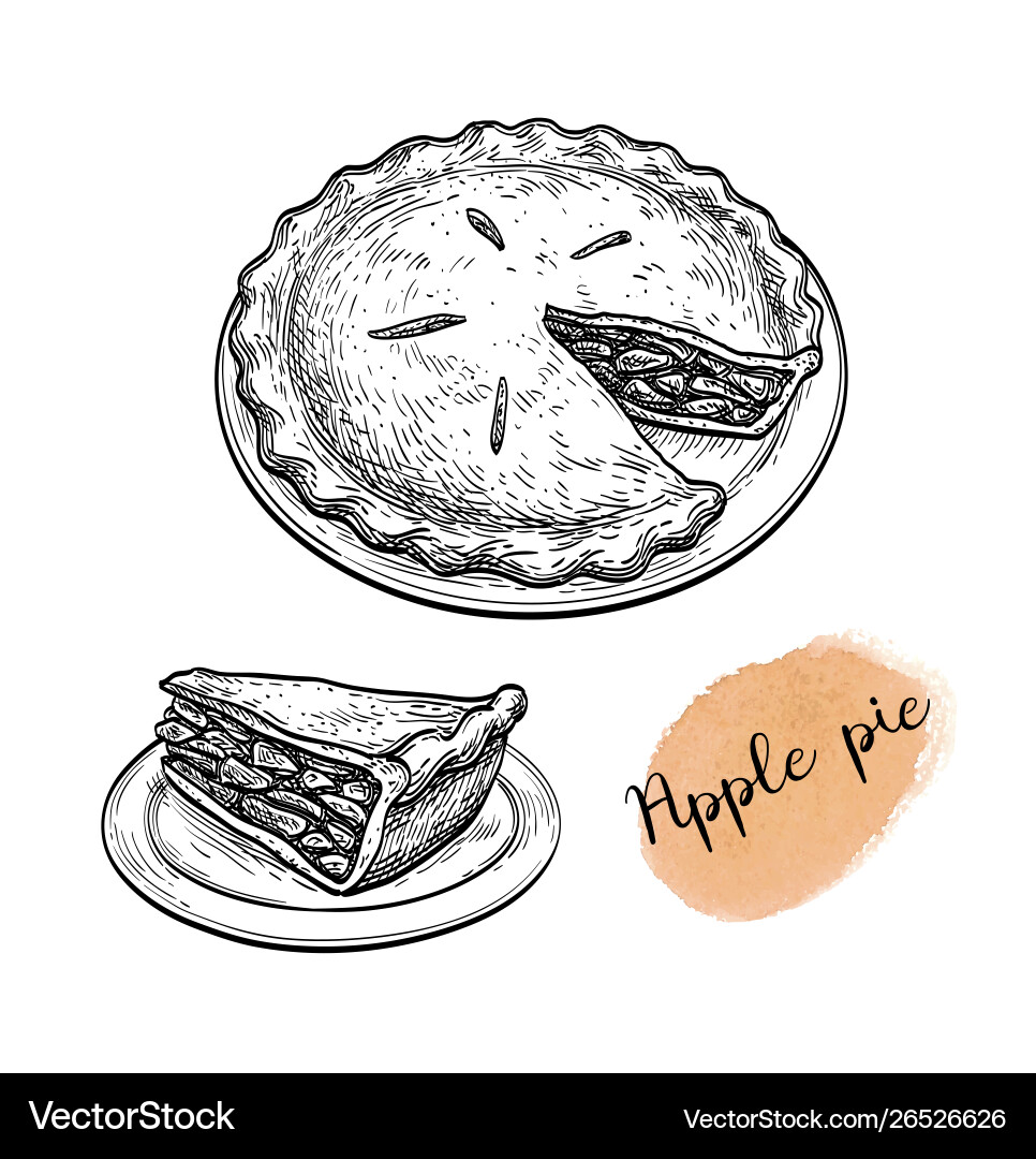 Retro Apple Pie Sketch Royalty Free Vector Image