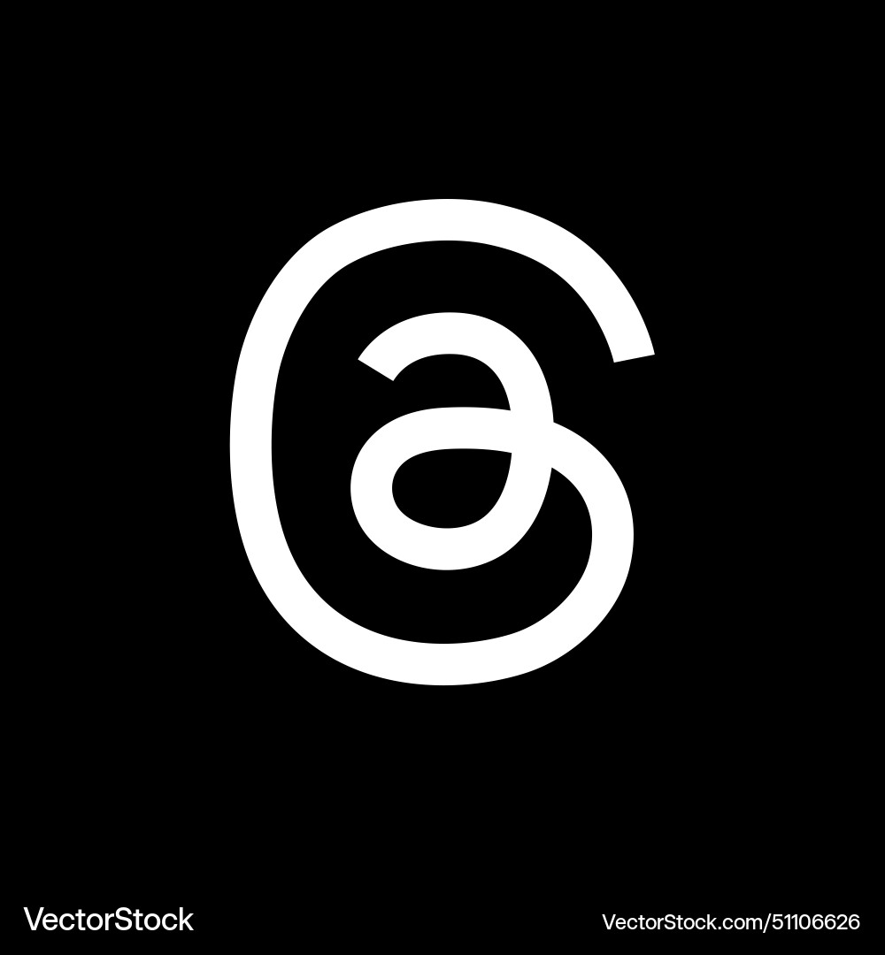 Threads logo on black background Royalty Free Vector Image