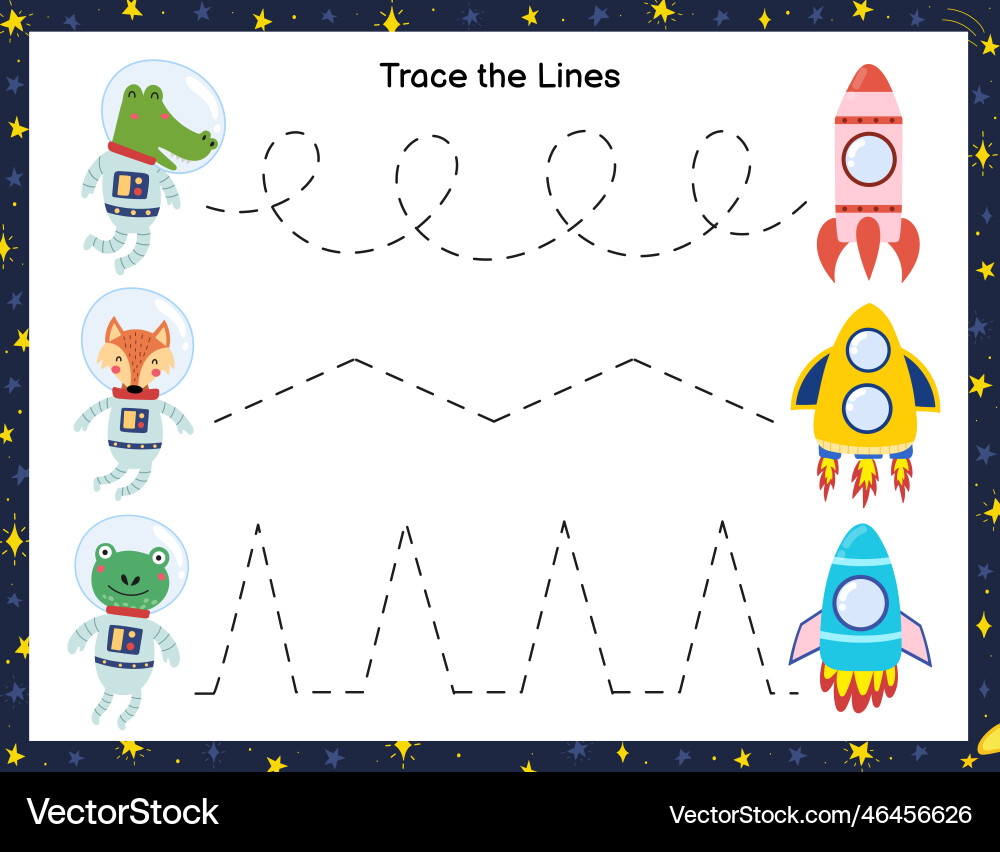Trace lines from animals astronauts to the rockets